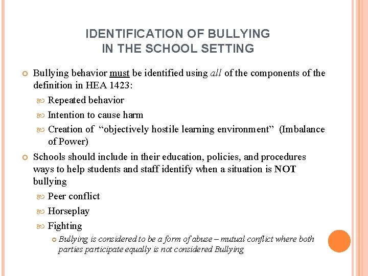 BULLY PREVENTION AND INTERVENTION School Corporation Employee Training