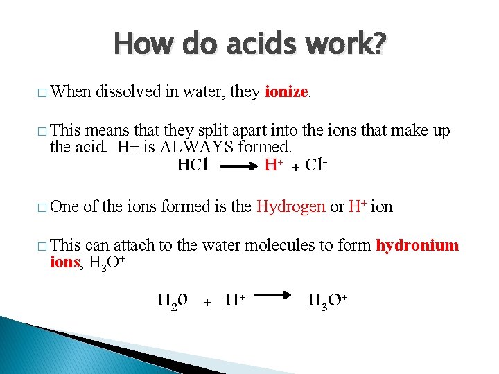 Acids Bases and p H Chapter 9 Section