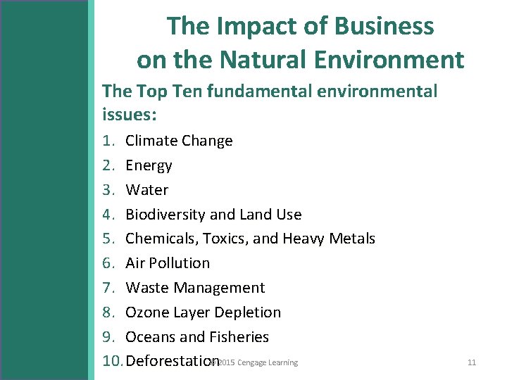 2015 Cengage Learning 1 Chapter 15 Sustainability and