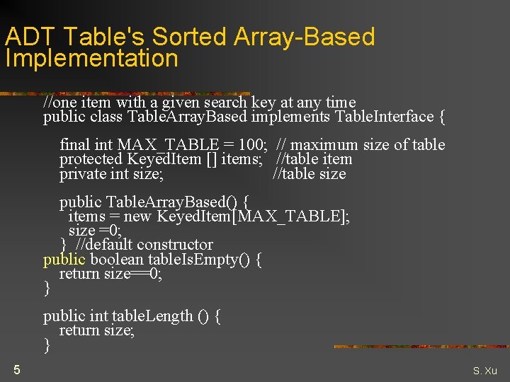 COSC 2007 Data Structures II Chapter 12 Tables