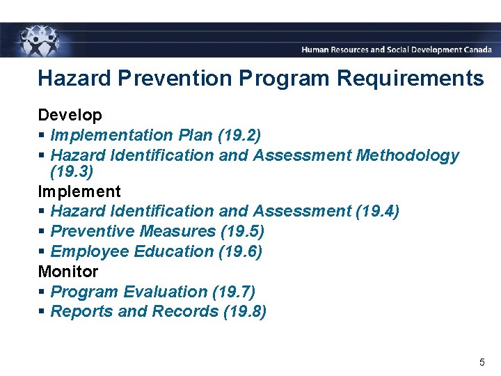 Hazard Prevention Program Canada Labour CodePart II HPP