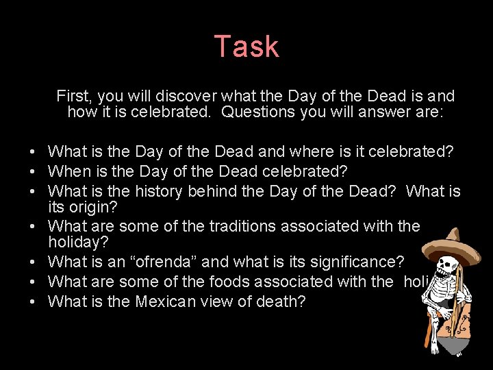 El Da de los Muertos A Web Quest
