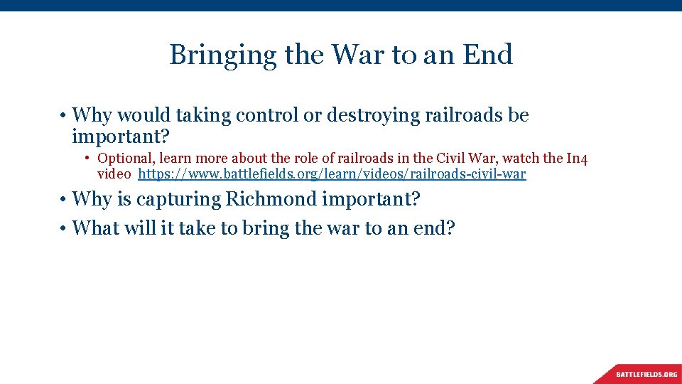 1864 1865 Bringing the War to an End