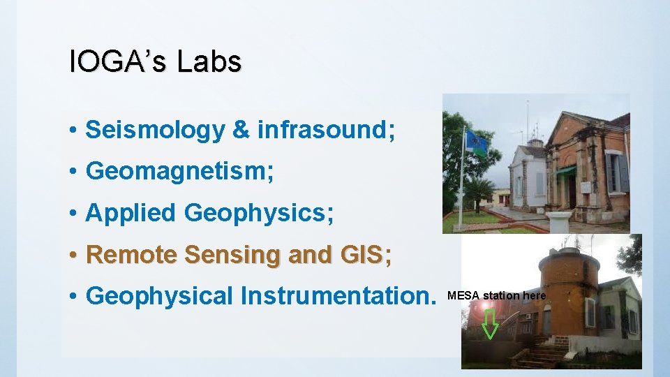 UNIVERSITY of ANTANANARIVO Madagascar Institute Observatory of Geophysics
