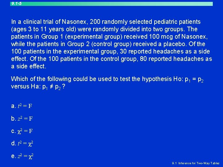Analysis of TwoWay Tables Moore IPS Chapter 9