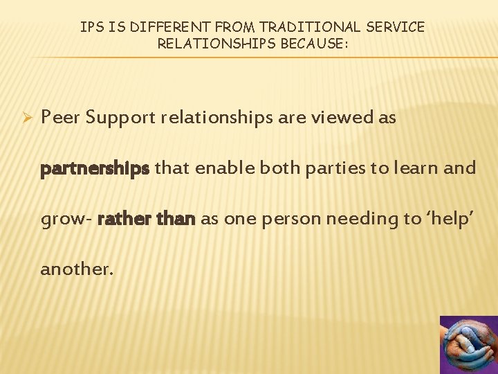 WHAT IS INTENTIONAL PEER SUPPORT PRESENTED BY DAVID