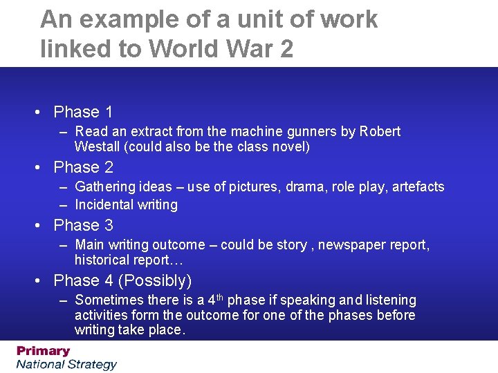Teaching Sequence Objectives selected according to the needs