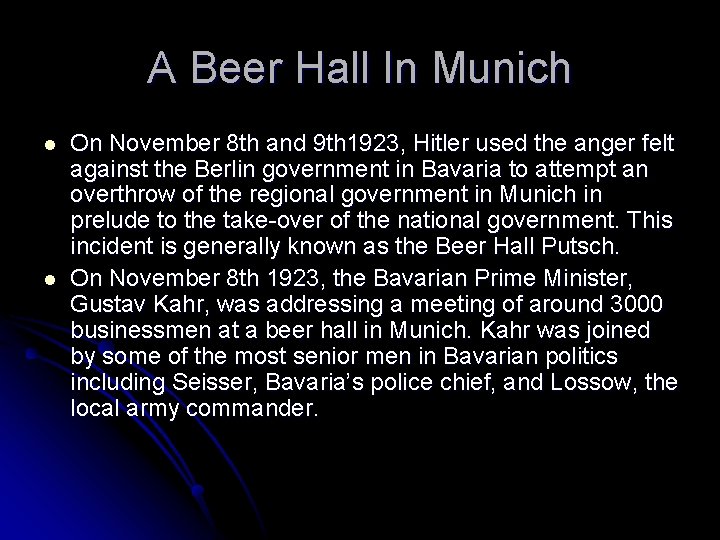 The Beer Hall Putsch l To learn about