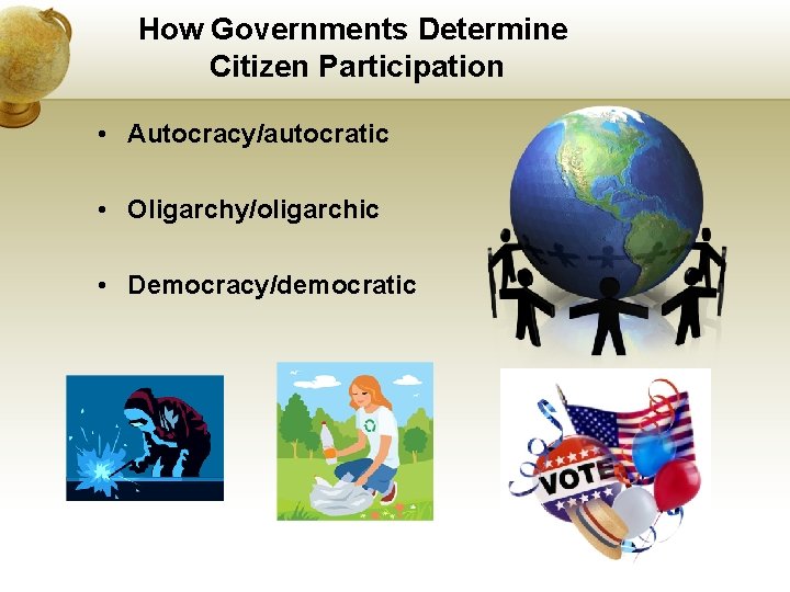 Government Systems Distribution of Power and Citizen Participation