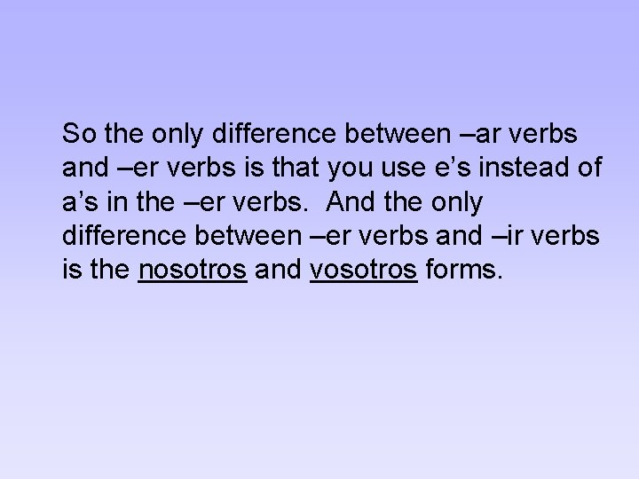 Regular Present Tense er and ir Verbs There