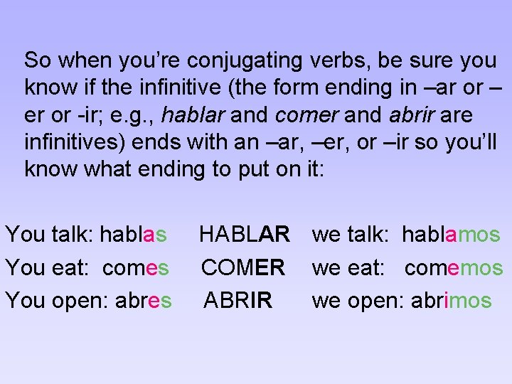 Regular Present Tense er and ir Verbs There