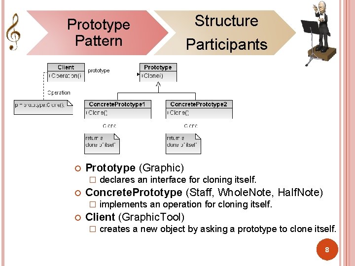 PROTOTYPE PATTERN Intent Specify the kinds of objects
