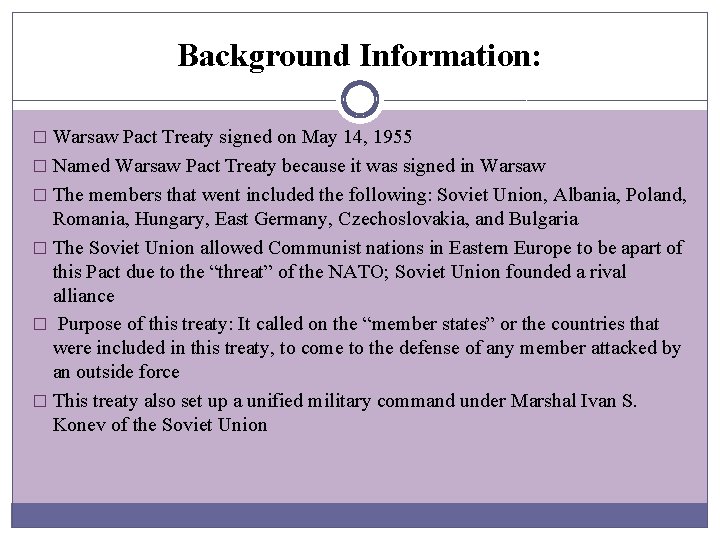 Formation of NATOWarsaw Pact BY NATALIE OWCHARIW AND