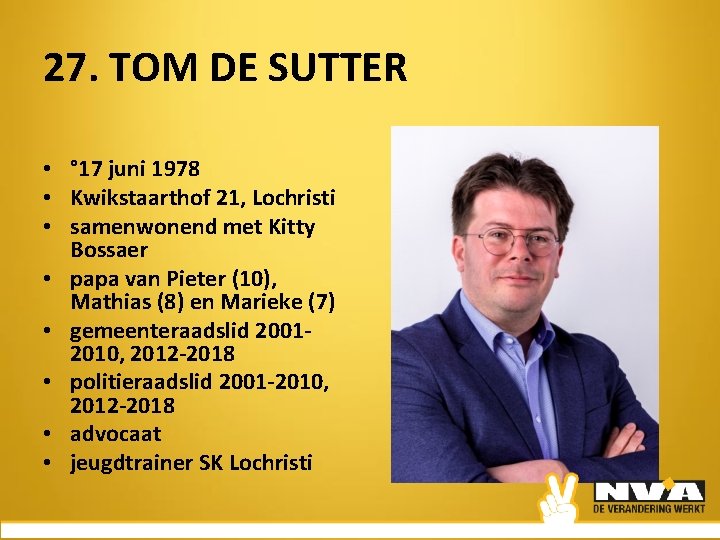 Lijst gemeenteraadsverkiezingen 14 oktober 2018 NVA LOCHRISTI WERK