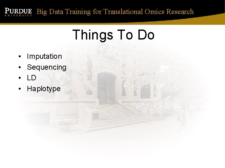 Big Data Training for Translational Omics Research Session