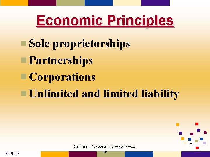 Chapter 7 Business Ownership and Organization Proprietorships Partnerships