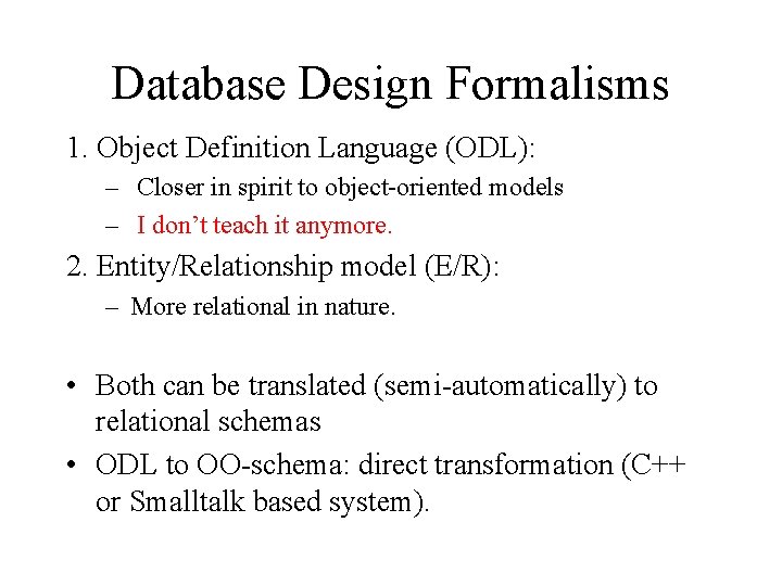 Conceptual Database Design Building an Application with a