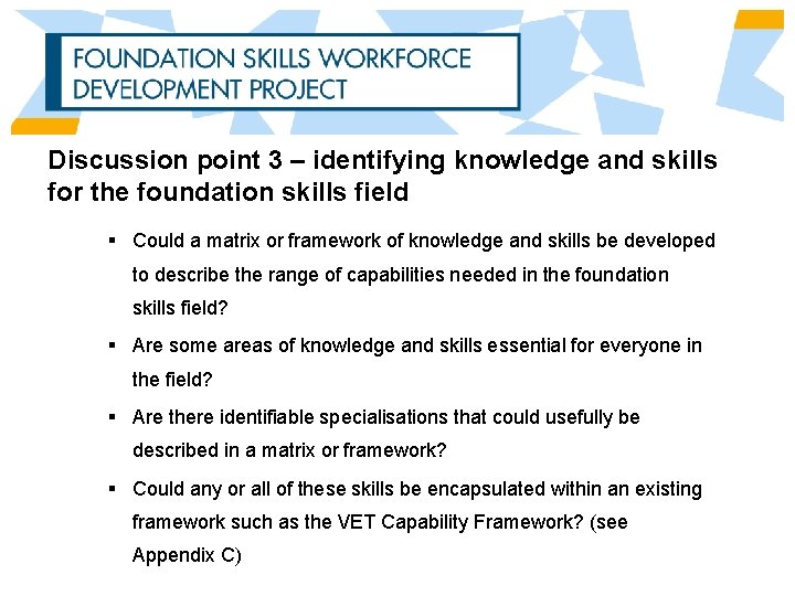 Scoping a Foundation Skills Professional Standards Framework Background