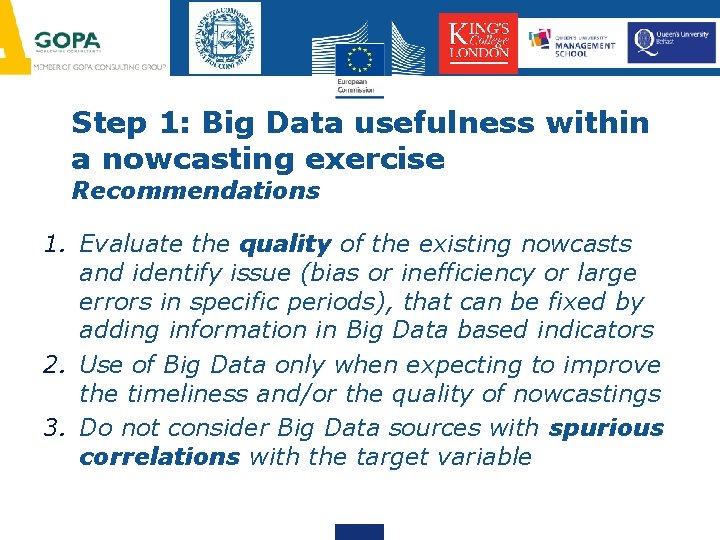Satellite session on nowcasting and seasonal adjustment Big