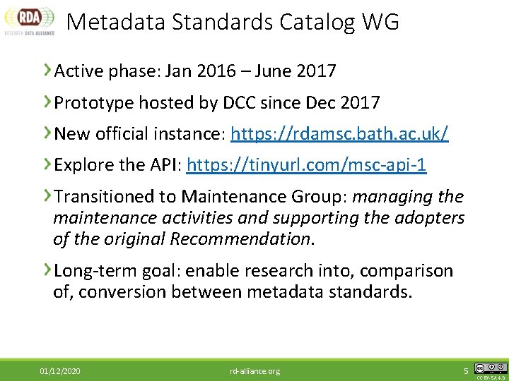 Research Data Alliance 11 th WGIG Collaboration Meeting