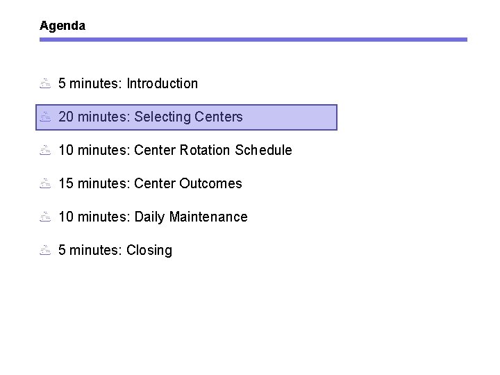 Reading Centers Building Independence 152015 Agenda 5 minutes