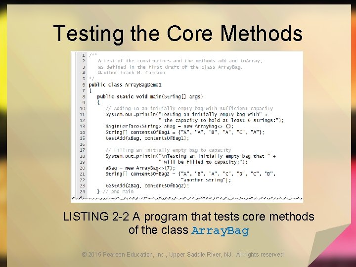 Bag Implementations that Use Arrays Chapter 2 Data