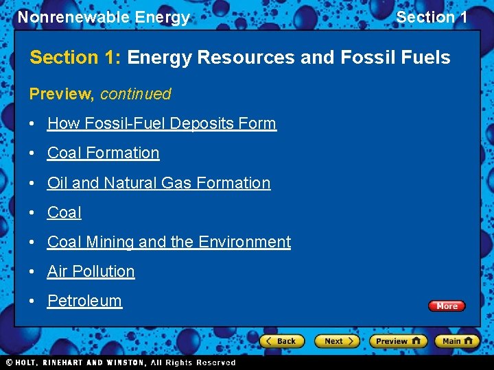 Nonrenewable Energy Section 1 Energy Resources and Fossil