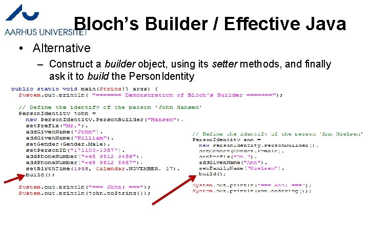 Software Engineering and Architecture Bloch Builder Problem We