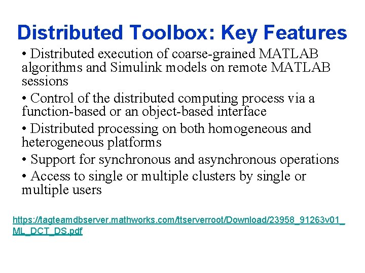 MATLAB Distributed and Other Toolboxes Rahman Tashakkori ASU