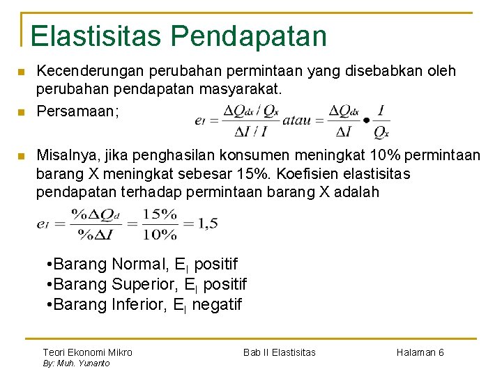 BAB II ELASTISITAS Konsep dan penerapan Elastisitas dalam