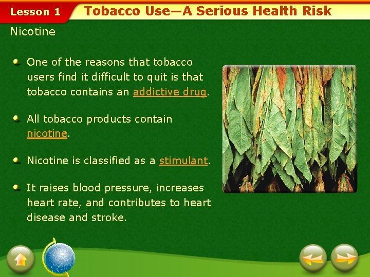 Lesson 1 The Effects of Tobacco Use Why