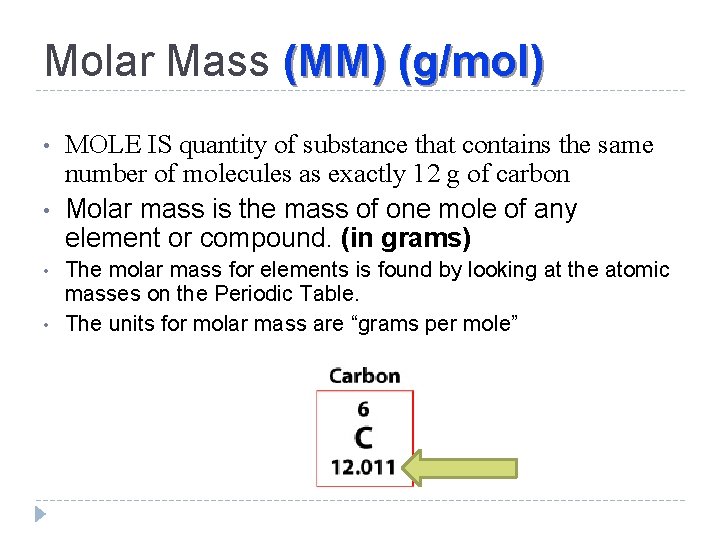 Lecture 5 THE MOLE Avogadros number The mole