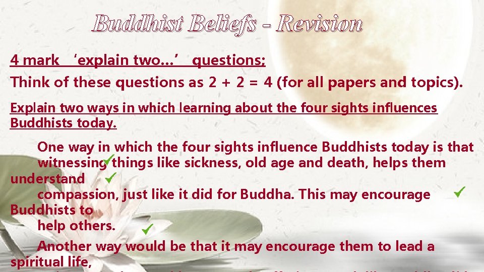 Focus Buddhist Beliefs Revision How do we answer