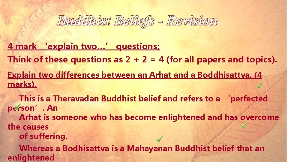 Focus Buddhist Beliefs Revision How do we answer