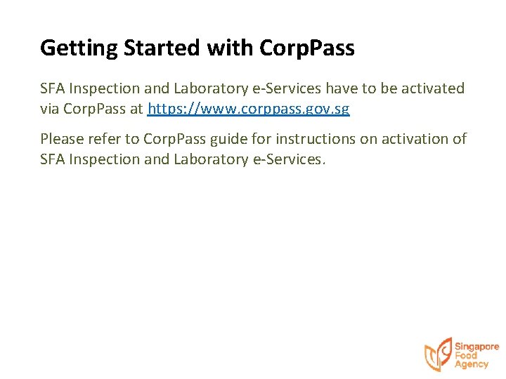 SFA eServices Guide for Food Import Inspections Booking