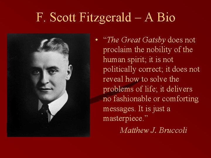 F Scott Fitzgerald Gatsby and the Lost Generation