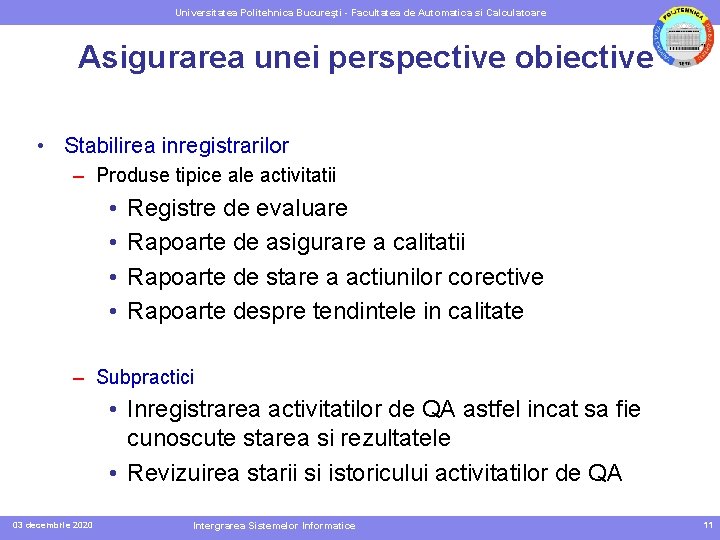 Universitatea Politehnica Bucureti Facultatea de Automatica si Calculatoare