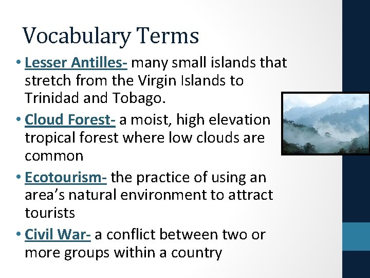 Chapter 8 Central America the Caribbean Vocabulary Terms