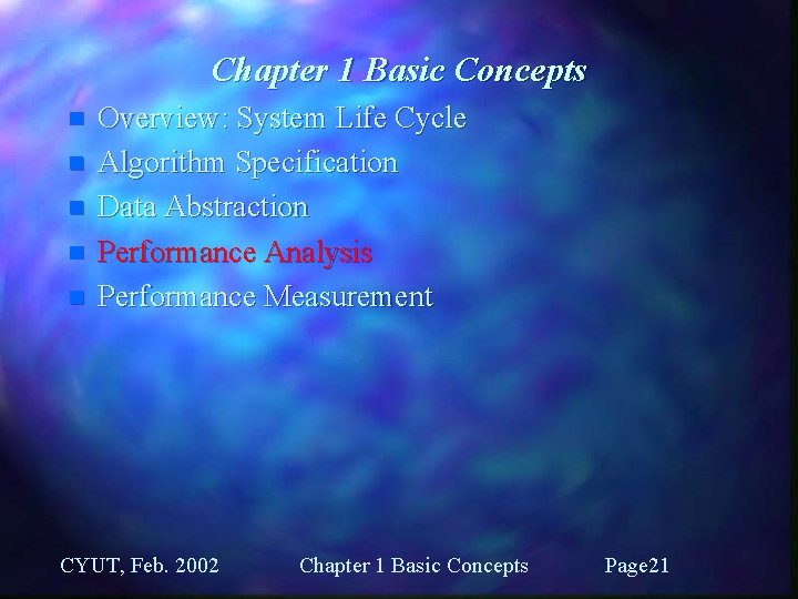 Chapter 1 Basic Concepts Overview System Life Cycle