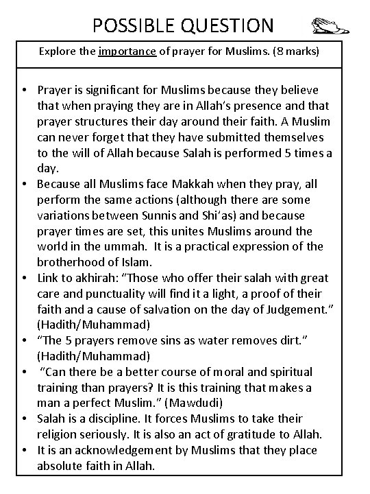 Islam Topic 3 Revision Booklet Practices that shape