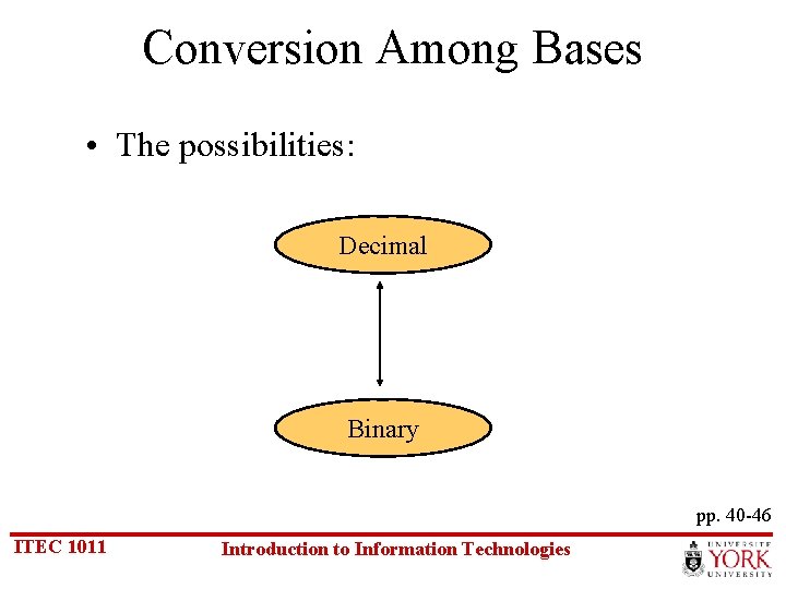 1 Number Systems ITEC 1011 Introduction to Information