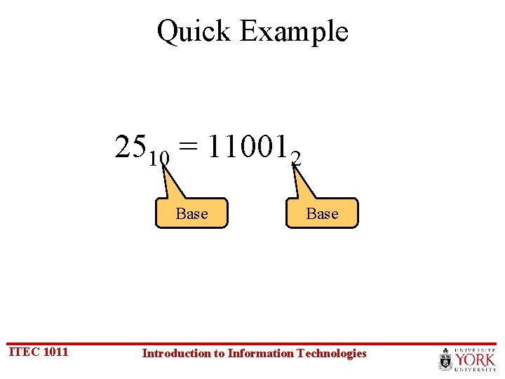 1 Number Systems ITEC 1011 Introduction to Information