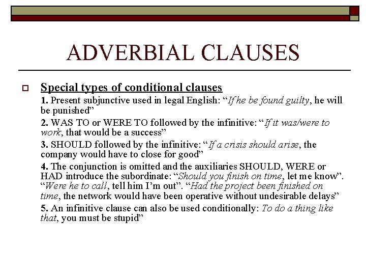 ADVERBIAL CLAUSES ETSI de Telecomunicaciones English ADVERBIAL CLAUSES