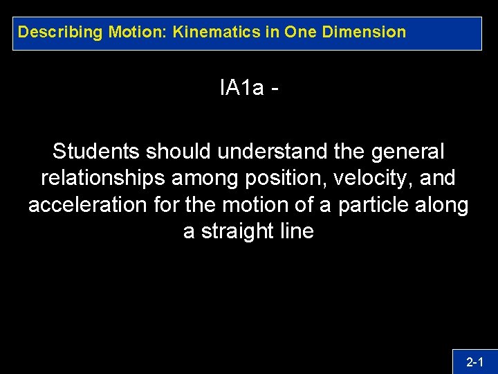 Describing Motion Kinematics in One Dimension AP Physics