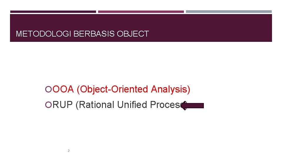 METODOLOGI BERBASIS PROSES METODOLOGI BERBASIS OBJECT OOA ObjectOriented