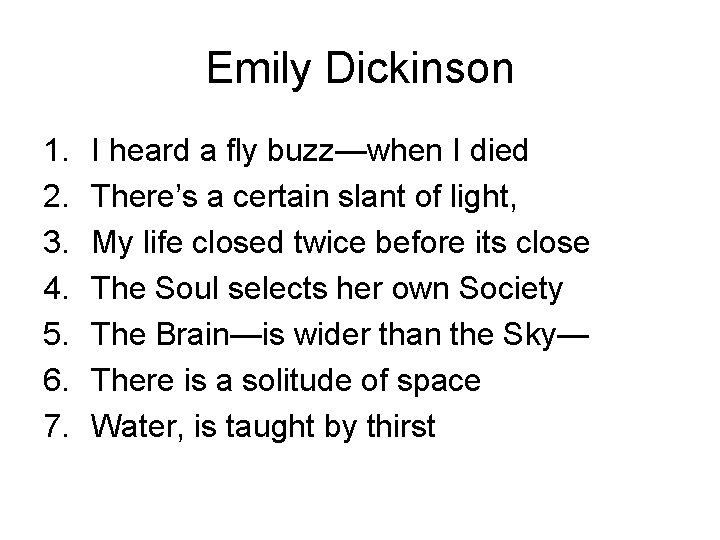 Bridge Writers Emily Dickinson Walt Whitman Emily Dickinson