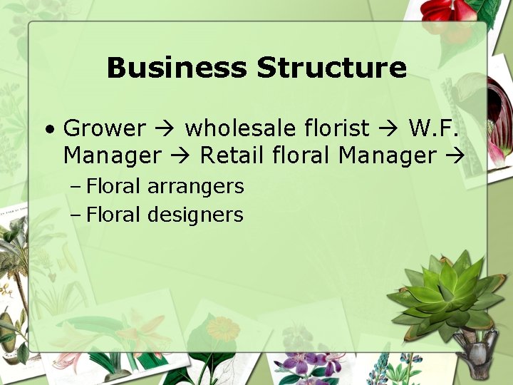 Student Learning Objectives Examine what is Floriculture Analyze