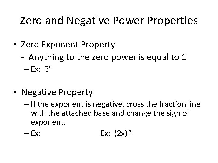 Chapter 6 1 Rules of Exponents Objectives 1