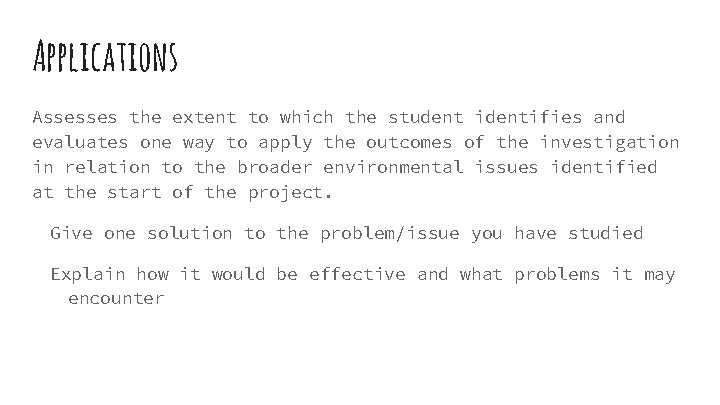 IB ESS Internal Assessment Information and Guidelines Purpose