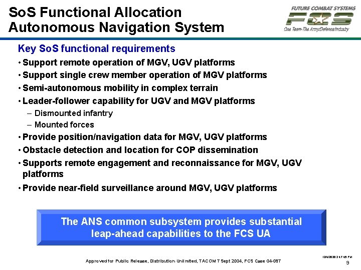 Future Combat Systems Unmanned Ground Vehicle Systems Combat